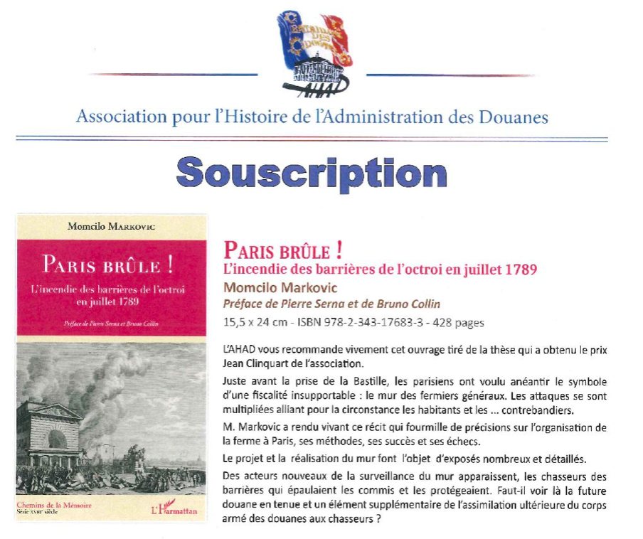 Souscription: “Paris brûle – L’incendie des barrières de l’octroi en ...